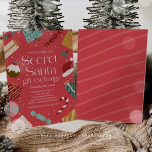 Editable Secret Santa Gift Exchange Invitation Santa Holiday - Etsy UK
