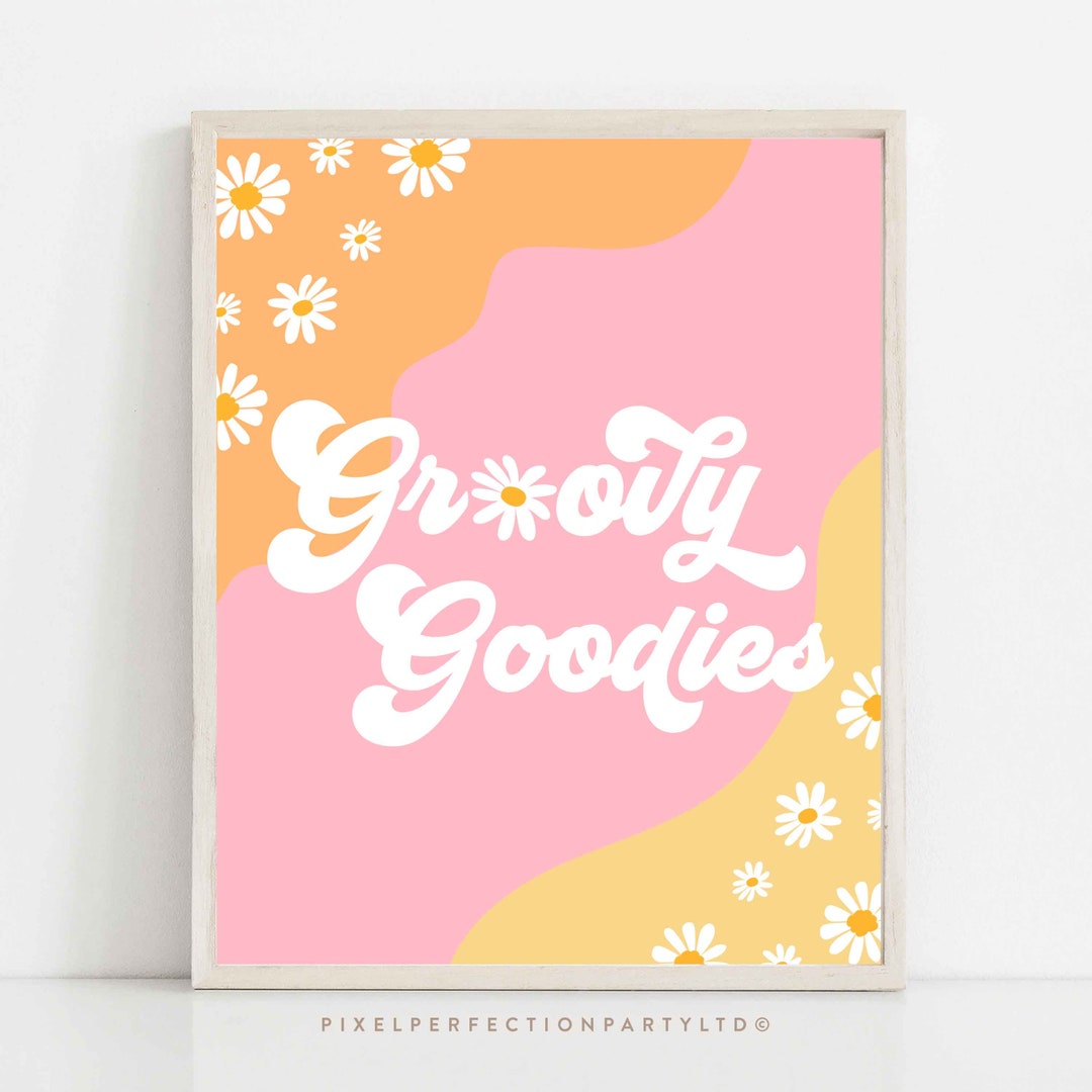Daisy Birthday Party Groovy Goodiessign Pink Boho Retro Groovy - Etsy