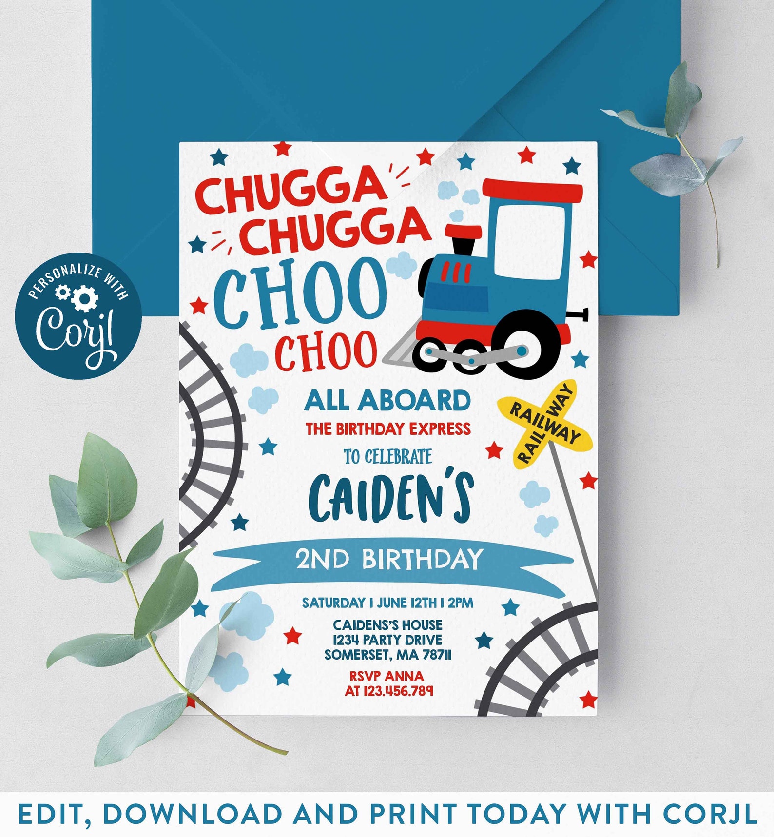 Editable Chugga Chugga Choo Choo Train Birthday Invitation | Etsy