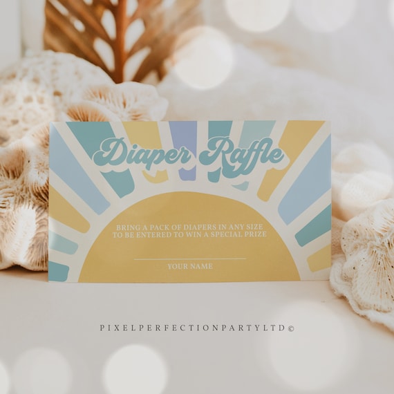 Editable Sunshine Baby Shower Diaper Raffle Ticket Here Come - Etsy ...