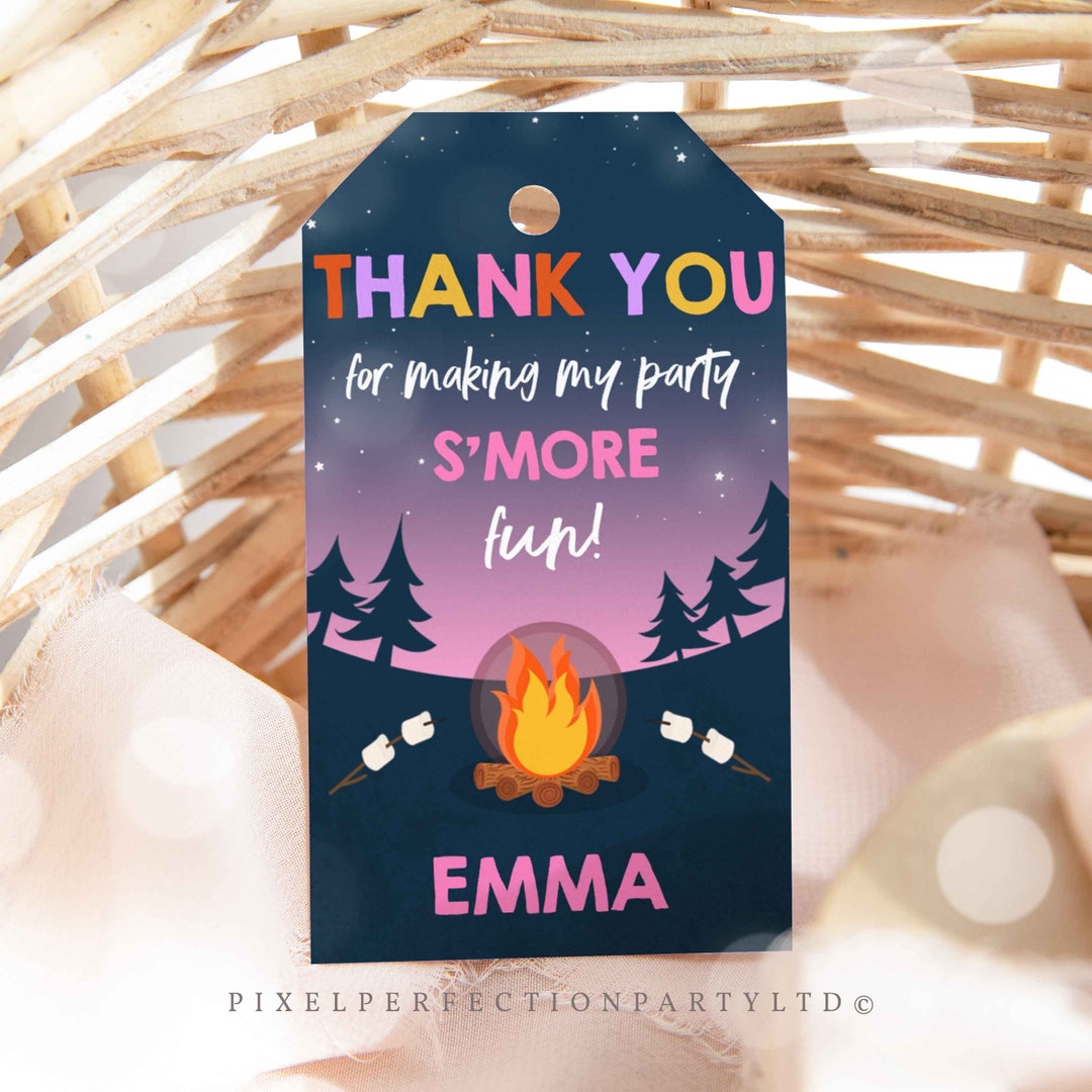 Bonfire Birthday Favor Tag Bonfire Party Gift Tag Backyard - Etsy
