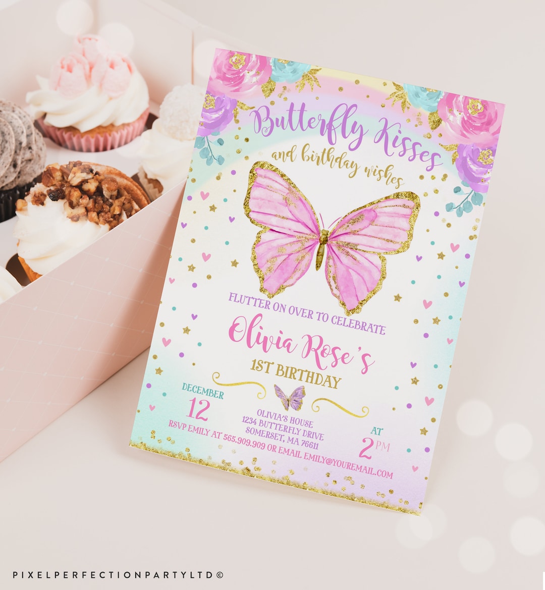 Butterfly Birthday Invitation Butterfly Invitation Whimsical Floral ...