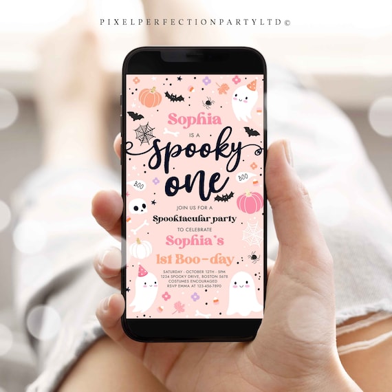 Editable Spooky One Halloween Ghost 1st Birthday Party Evite - Etsy