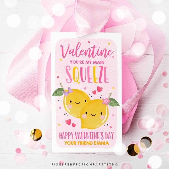 Editable Lemon Valentines Gift Tag Valentine You're My Main Squeeze ...