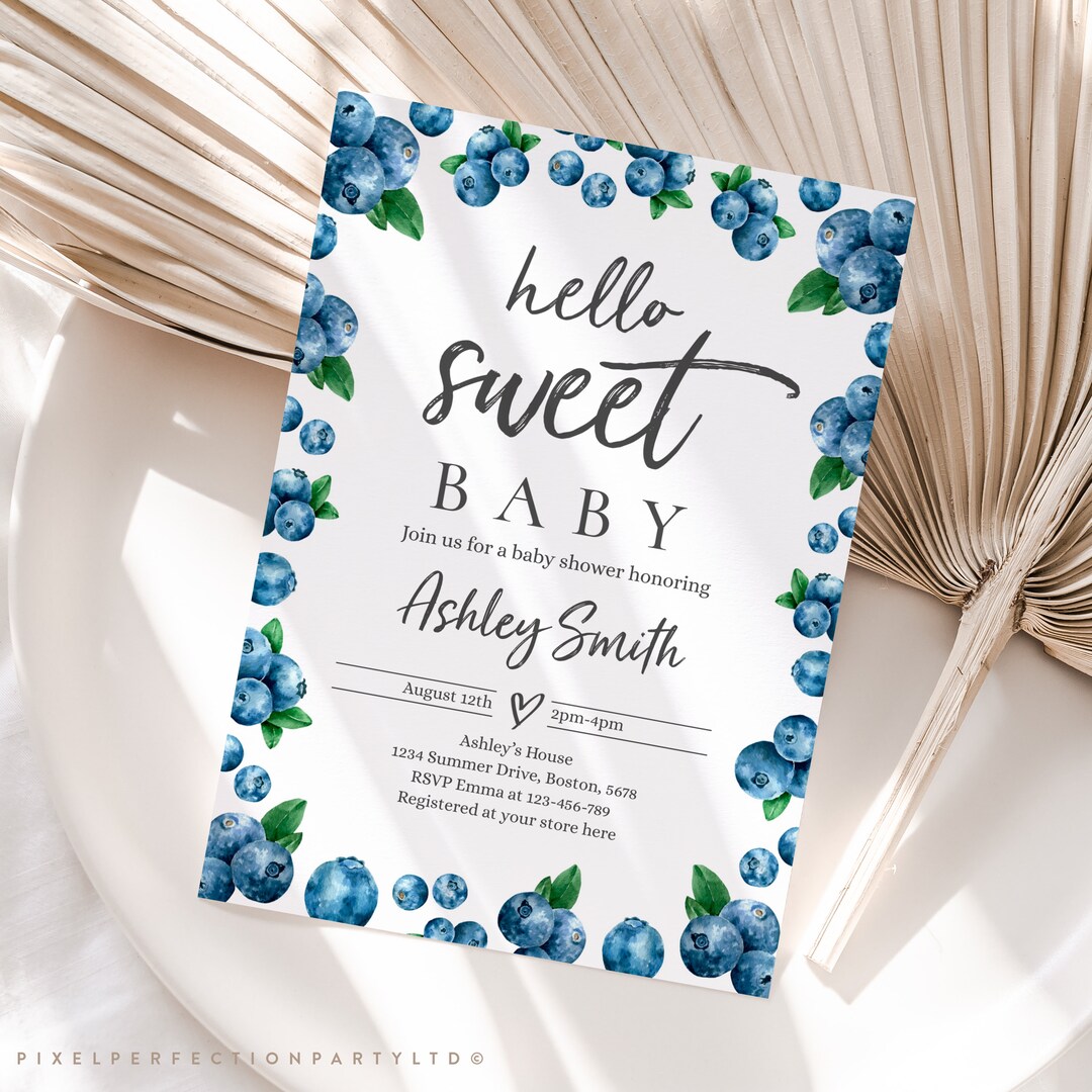 Editable Blueberry Baby Shower Invitation Berry Sweet Baby - Etsy