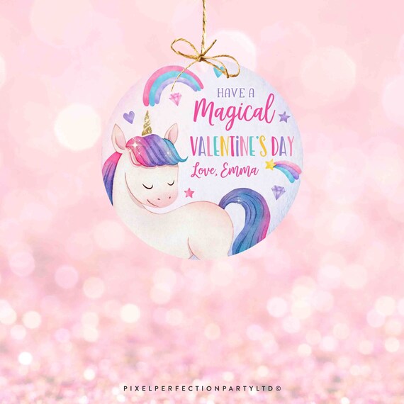 Editable Unicorn Valentine's Day Gift Tag Magical Valentine Unicorn ...