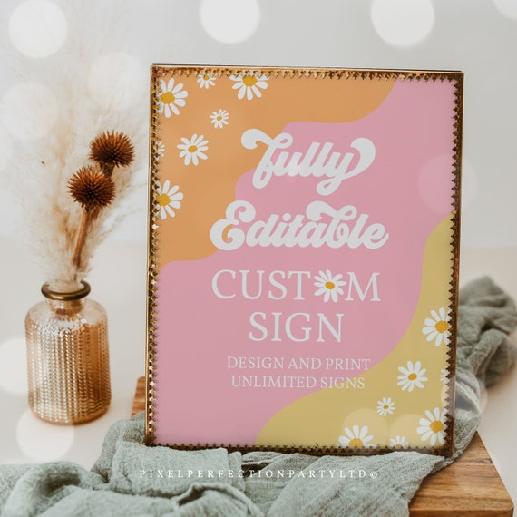 Editable Retro Groovy Daisy Birthday Party Fully Editable - Etsy