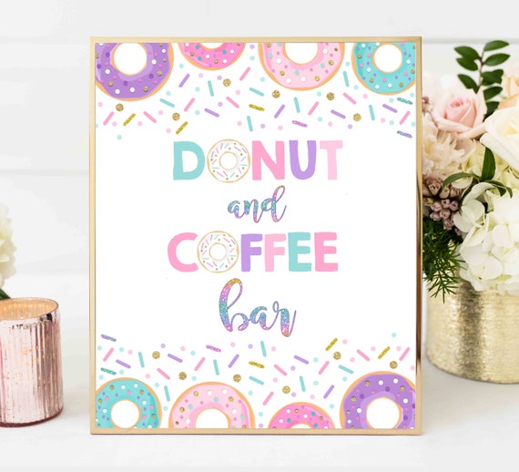 Donut And Coffee Bar Table Sign Donut Party Sign Food And Beverage ...