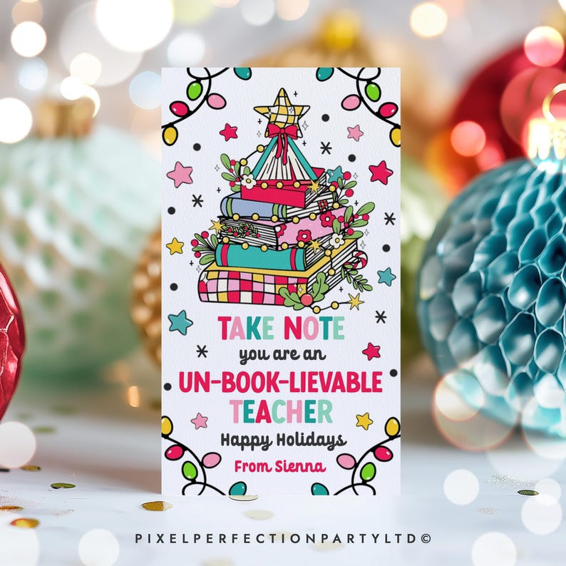 Editable Book Christmas Gift Tag Teacher Book Tag Take Note ...