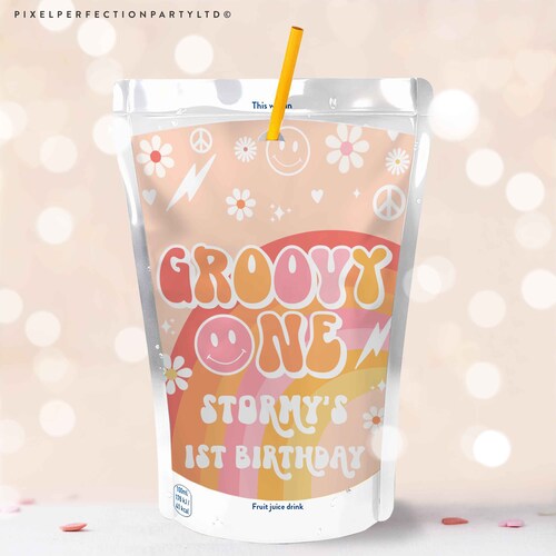 EDITABLE Groovy One Birthday Party Gable Box Favor Labels - Etsy