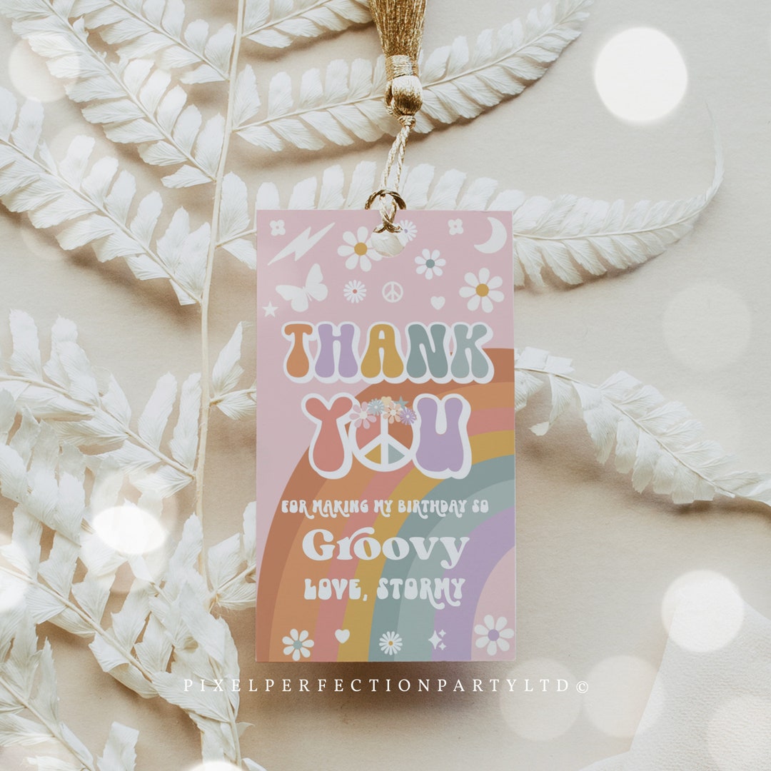 Editable Groovy Birthday Party Favor Tag Two Groovy Birthday Party ...