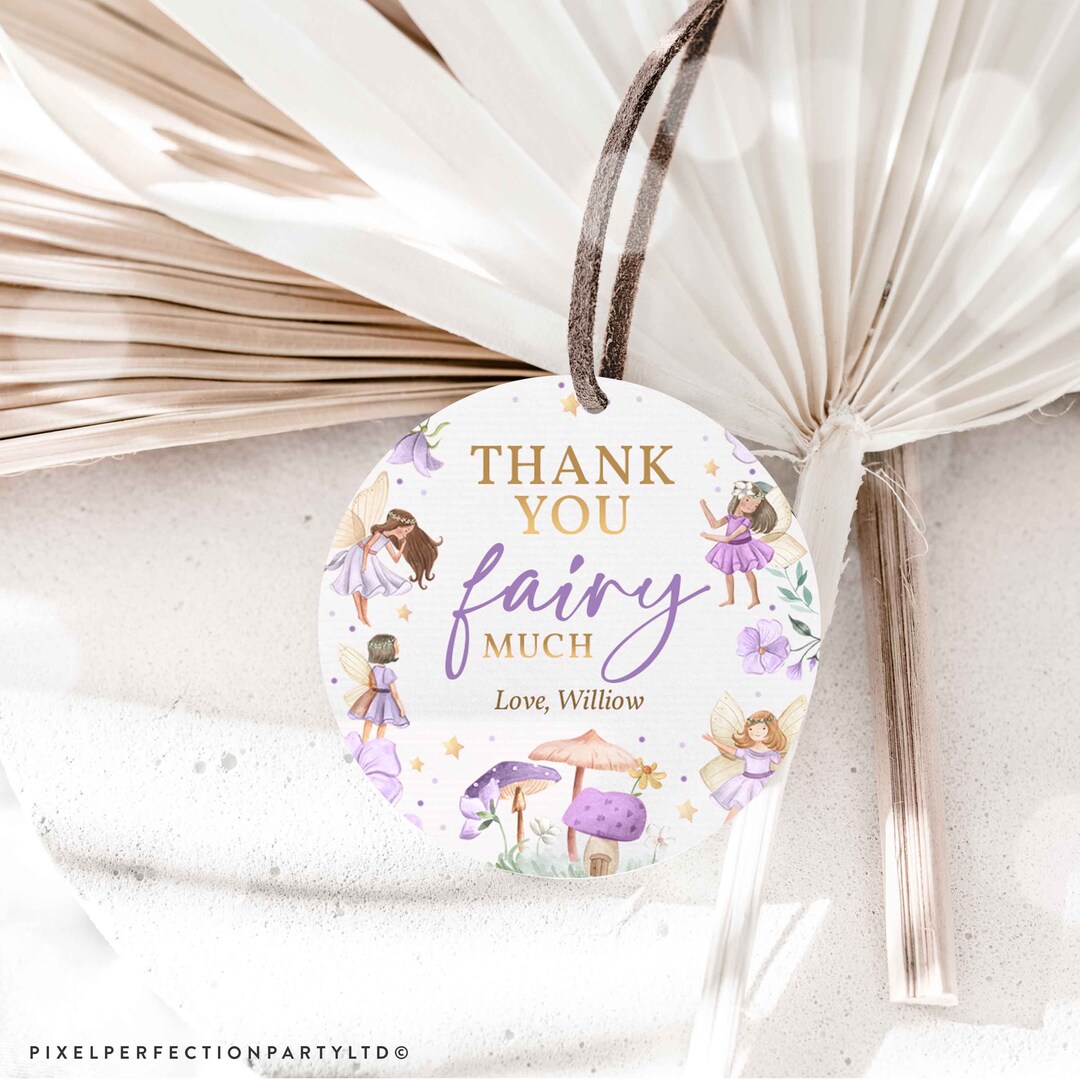 Editable Fairy Birthday Party Favor Tags Enchanted Magical Floral Fairy ...