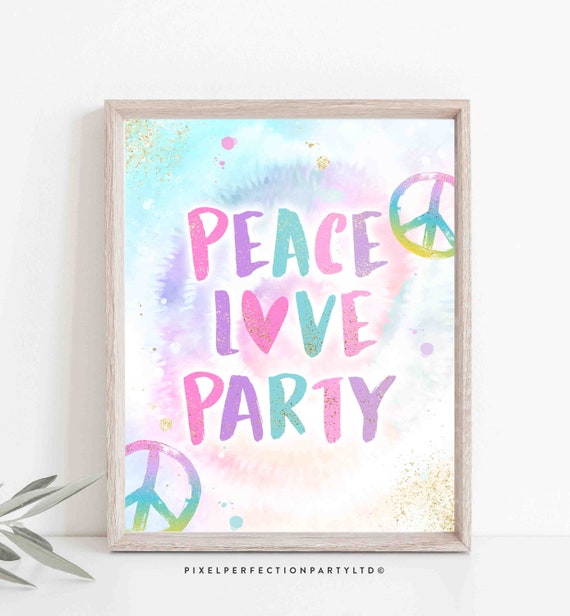 Pastel Peace Love Party Sign Tie Dye Station Sign Pastel Tie Dye Party ...