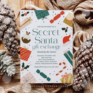 Editable Secret Santa Gift Exchange Invitation Santa Holiday - Etsy UK