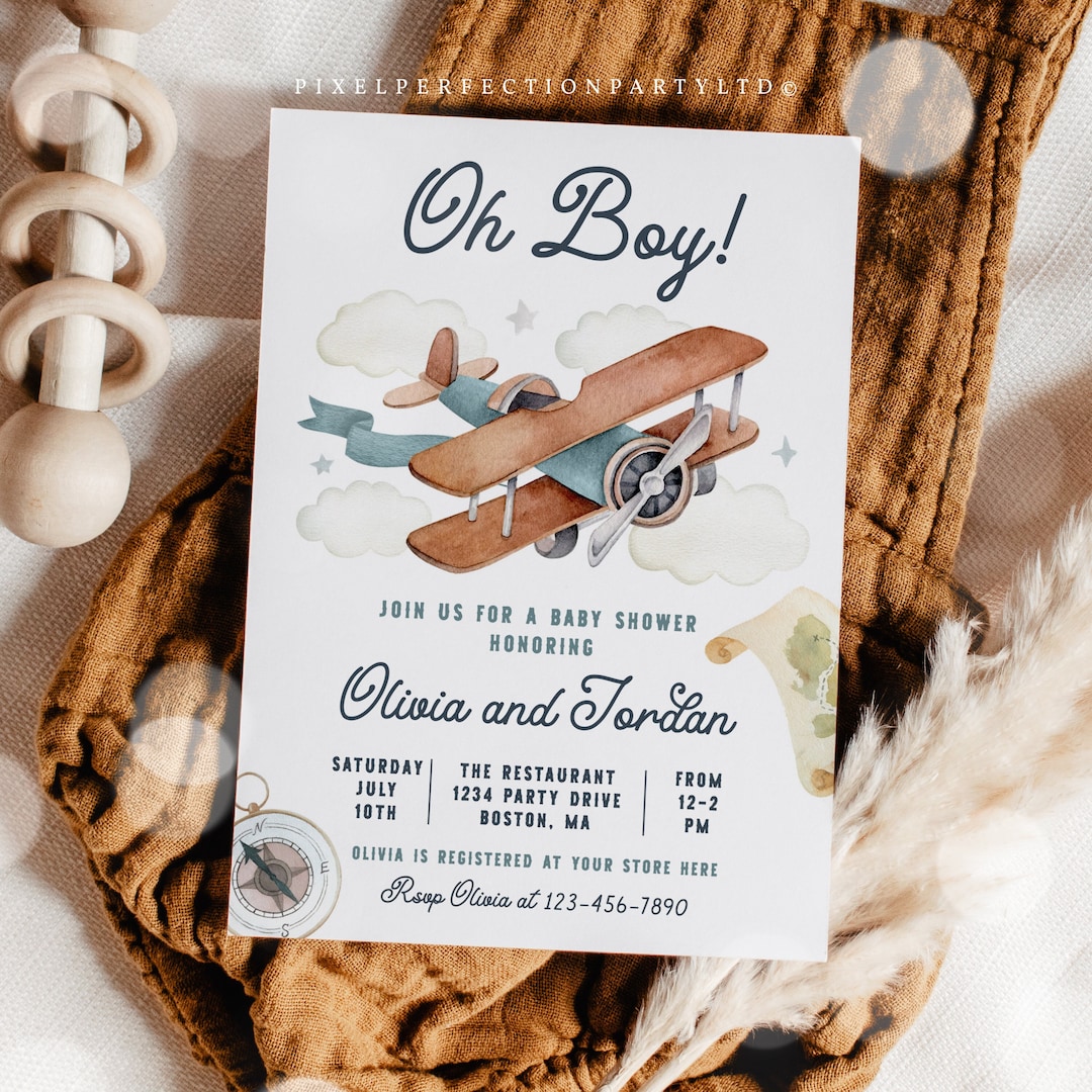 Editable Airplane Baby Shower Invitation up up and Away Airplane Baby ...
