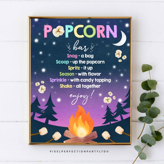 EDITABLE Popcorn Bar Menu Sign Backyard S'mores Birthday - Etsy