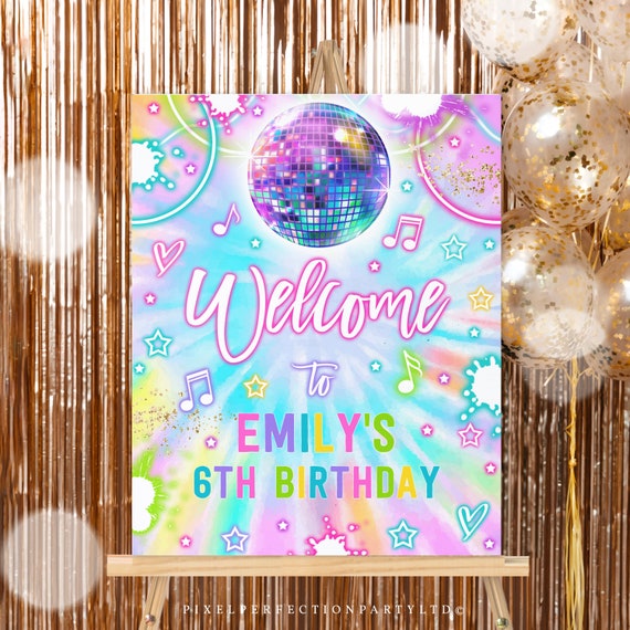 Editable Dance Birthday Party Welcome Sign Tie Dye Dance Welcome Poster ...