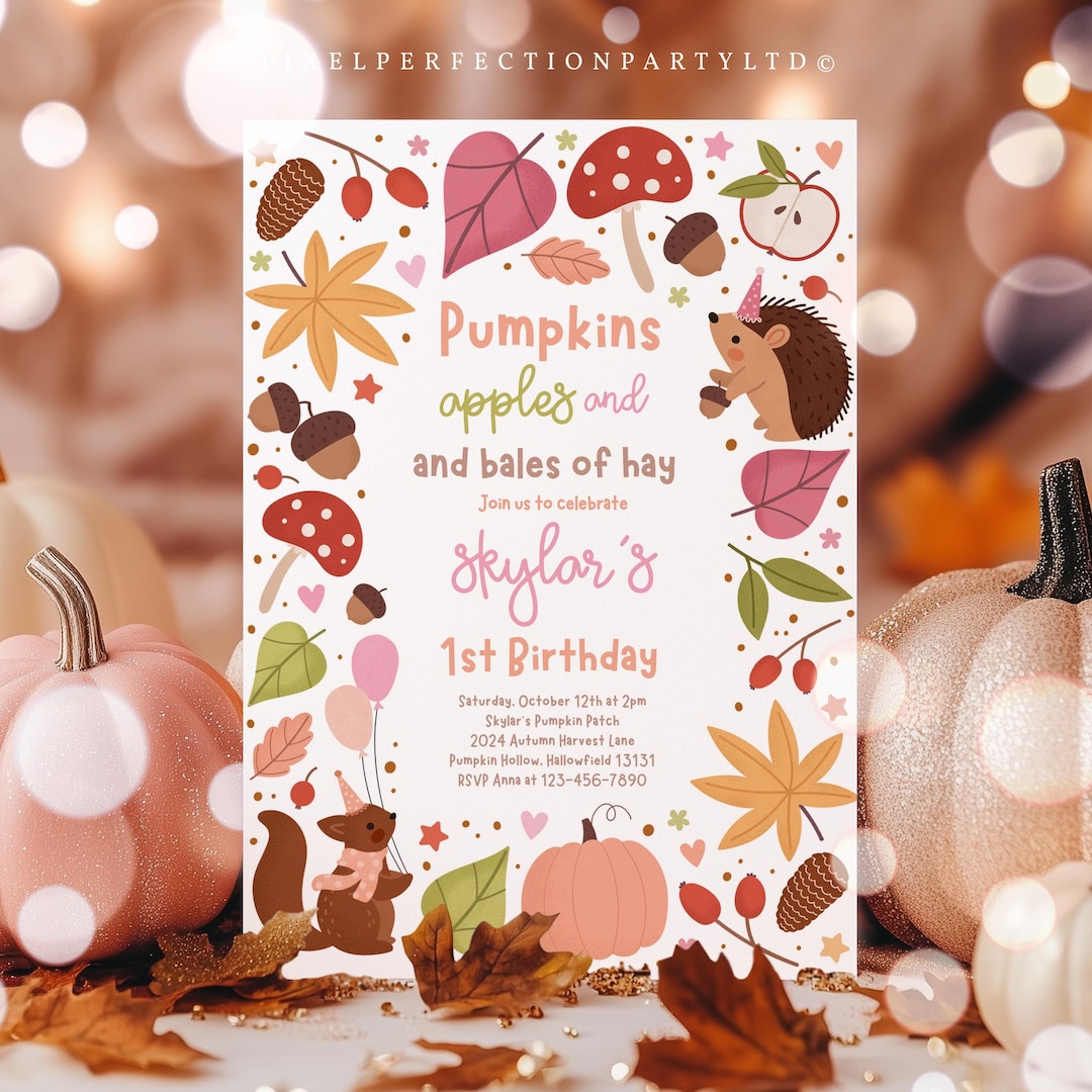 Editable Fall Birthday Party Invitation Woodland Fall Foliage Birthday ...