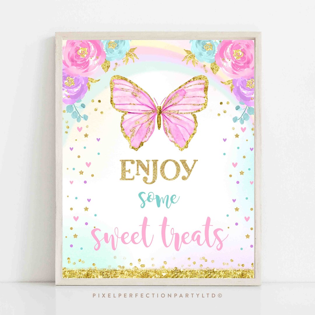 Butterfly Party Sign Butterfly Treats Sign Butterfly Candy Bar - Etsy