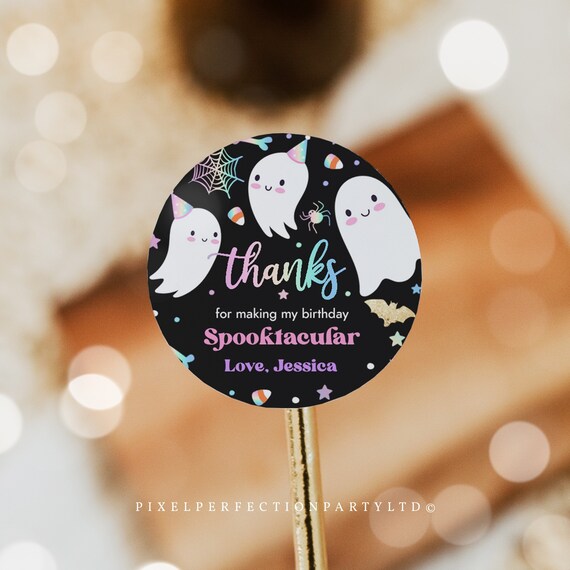 Editable Halloween Cute Ghost Favor Tags Pink Ghost Spooky One Two ...