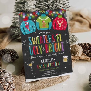 Editable Ugly Sweater Holiday Party Invitation Christmas Ugly Sweater ...