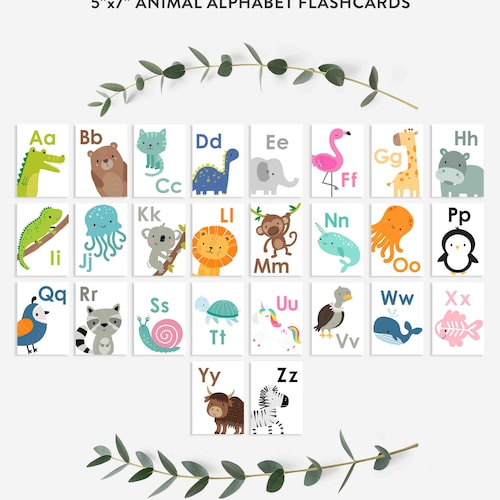 Animal Alphabet Flash Cards Homeschool Activities ABC - Etsy