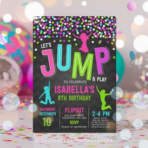Jump Invitation Jump Birthday Invitation Trampoline Party Bounce House ...