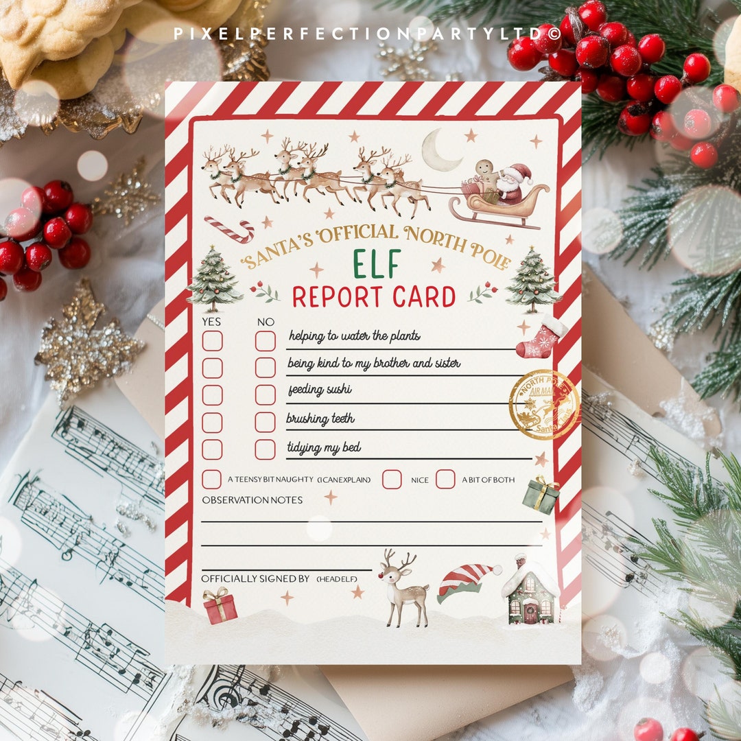 Editable Elf Report Card Elf Nice Report Letter From Your Elf Christmas ...