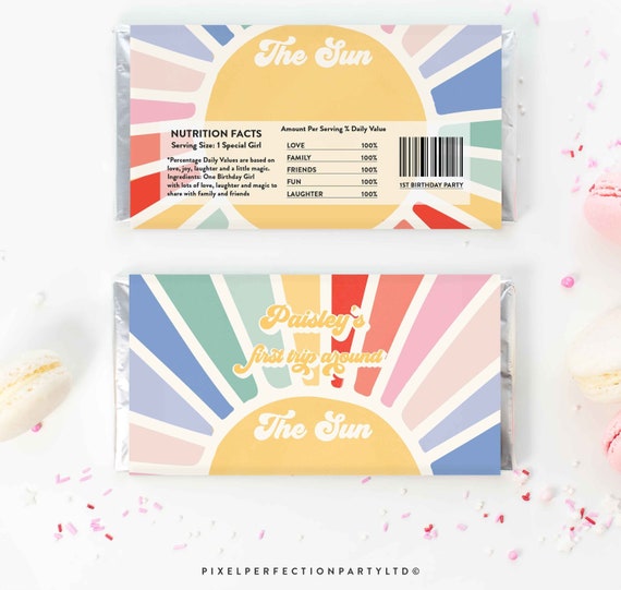 Editable Sunshine Birthday Party Candy Bar Wrapper Here Come The Sun ...