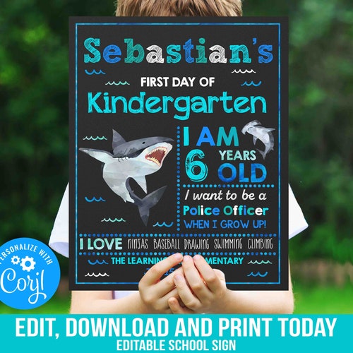 First Day of School Chalkboard Sign Editable DIGITAL FILE - Etsy