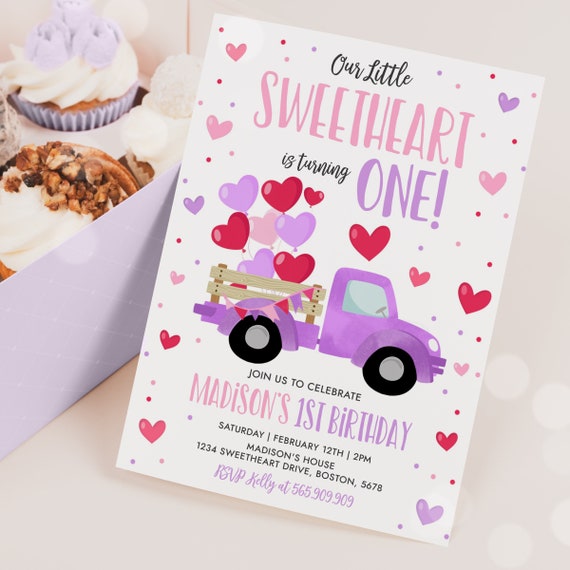 Editable Valentine Birthday Invitation Valentine Party Truck Invitation ...