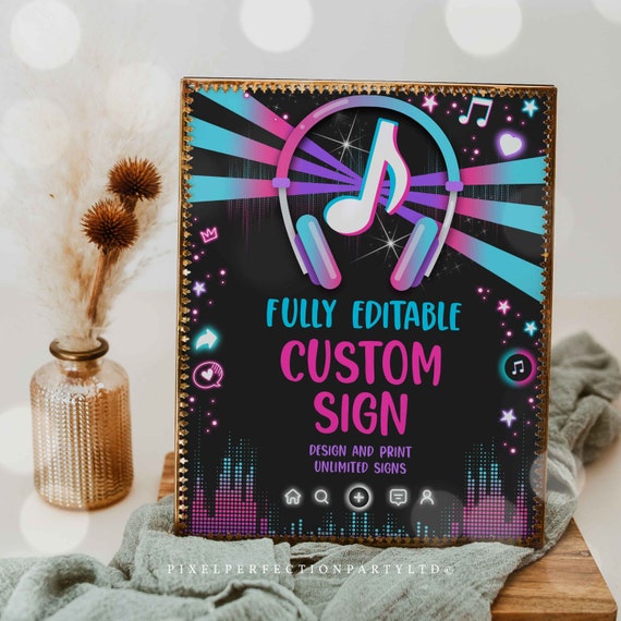 Editable Music Birthday Custom Sign Music App Teen Tween Birthday Party ...