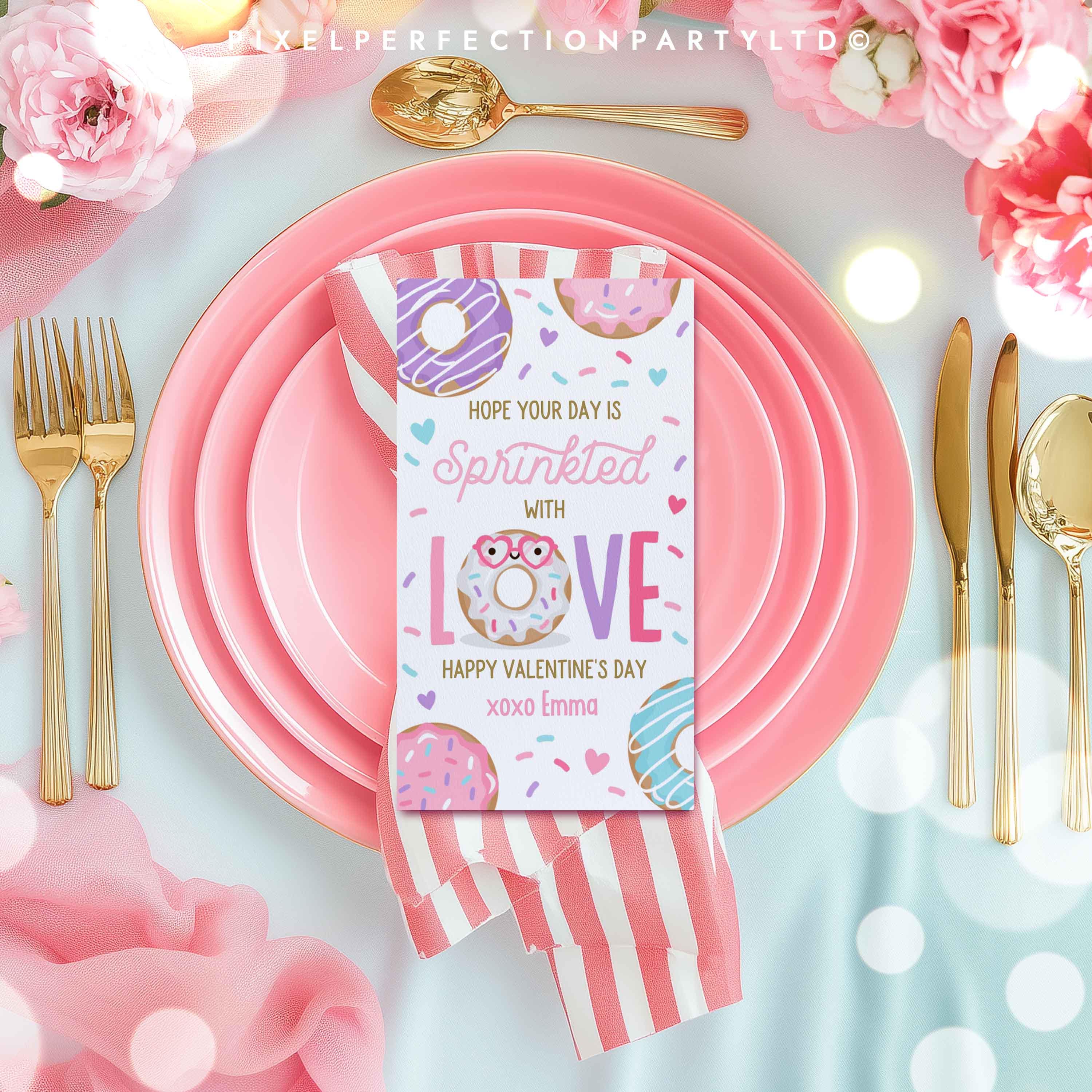 Editable Valentines Donut Gift Tag Valentines Sprinkled With Love Donut ...