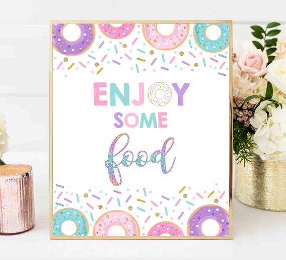 Enjoy Some Food Table Sign Donut Party Sign Food And Beverage Station ...