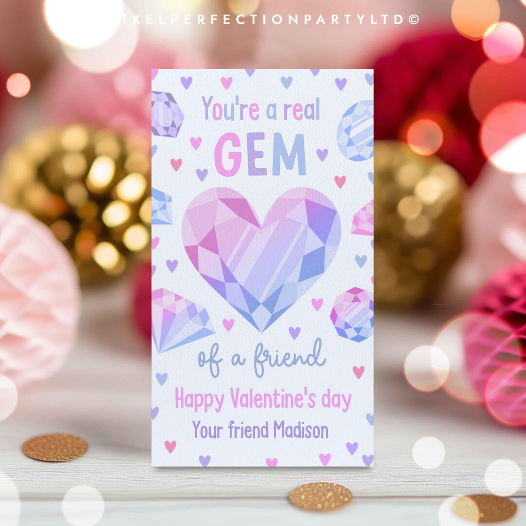 Editable Valentines Candy Gem Gift Tag You're A Real Gem of a Friend ...
