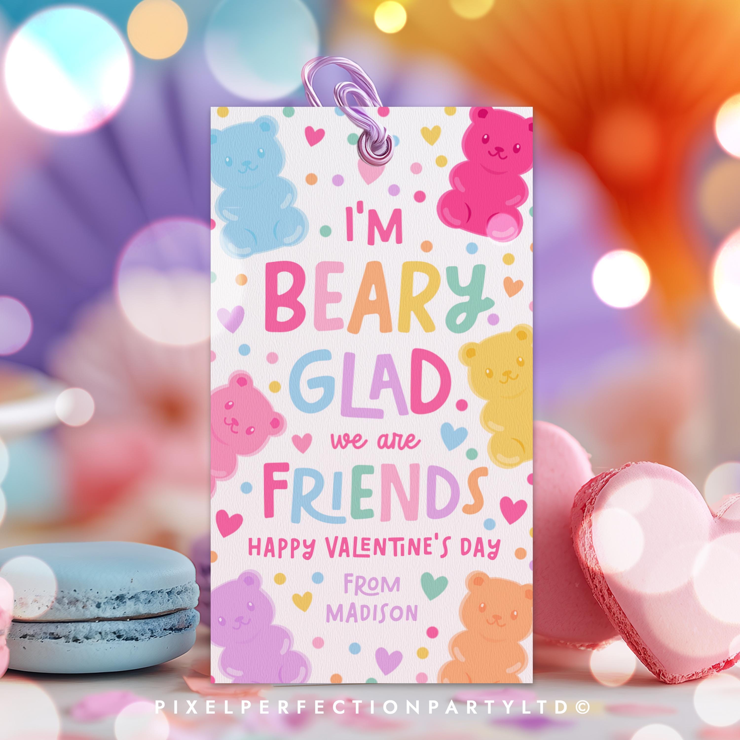Editable Beary Glad We Are Friends Valentine's Day Tag Bear Valentine ...