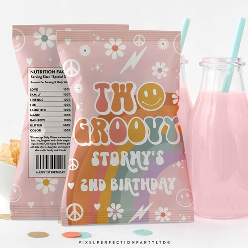 Editable Groovy Birthday Party Gable Box Favor Label Hippie - Etsy