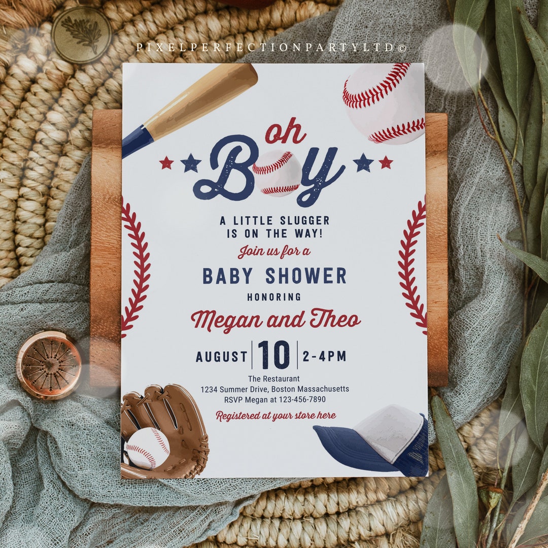 Editable Baseball Baby Shower Invitation Sports Baby Shower Invitation ...