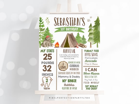 One Happy Camper Birthday Milestone Poster Camping 1st - Etsy