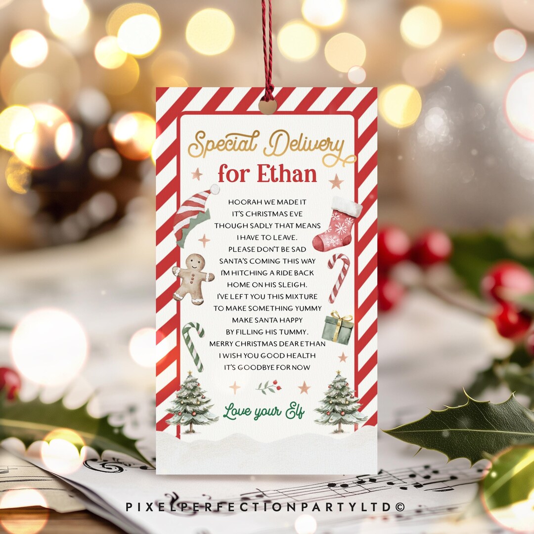 EDITABLE Elf Goodbye Gift Tag Elf Goodbye Cookie Mix Tag Goodbye From ...