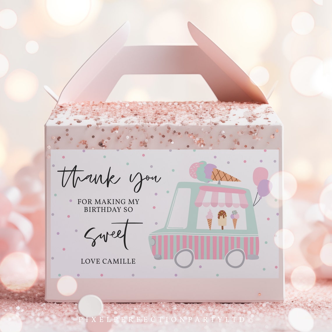 Editable Ice Cream Truck Birthday Party Gable Box Labels Here's the ...