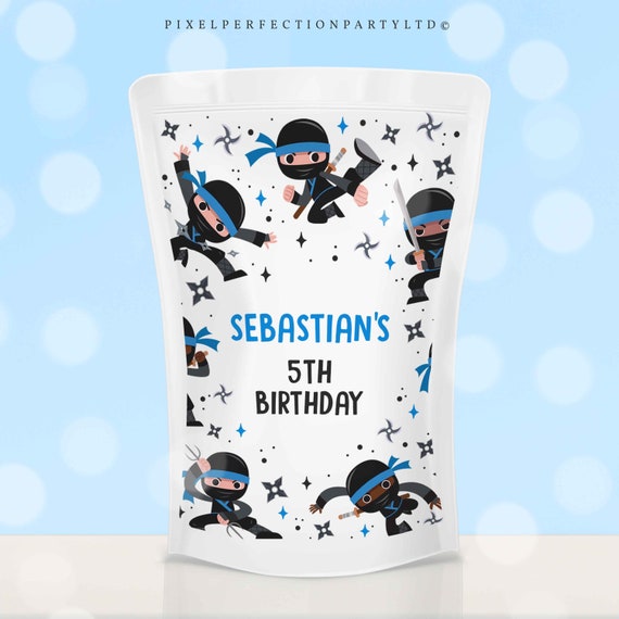 Editable Ninja Birthday Party Juice Pouch Labels Karate Birthday Favors ...
