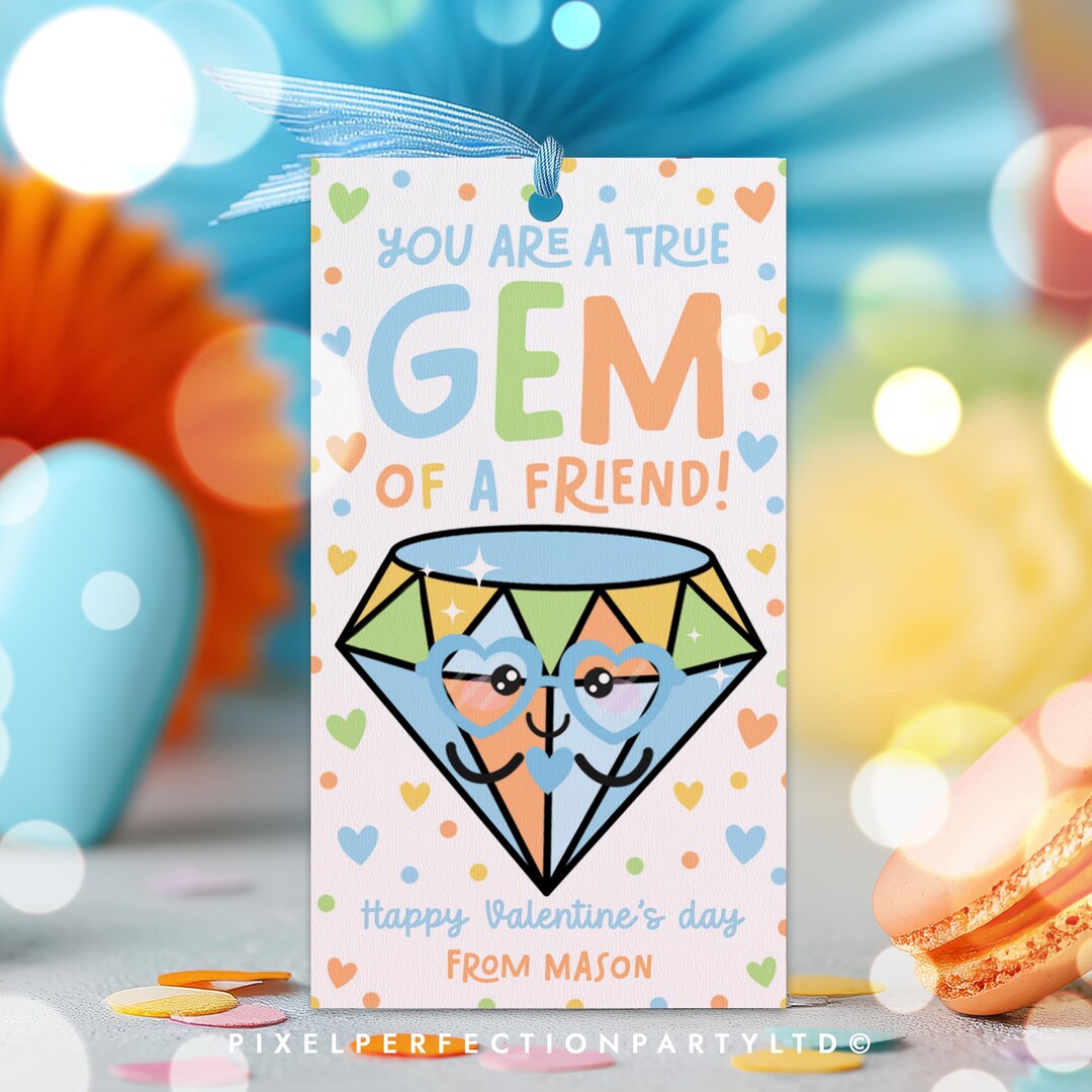Editable Candy Gem Valentine's Day Gift Tag You're A Gem of a Friend ...