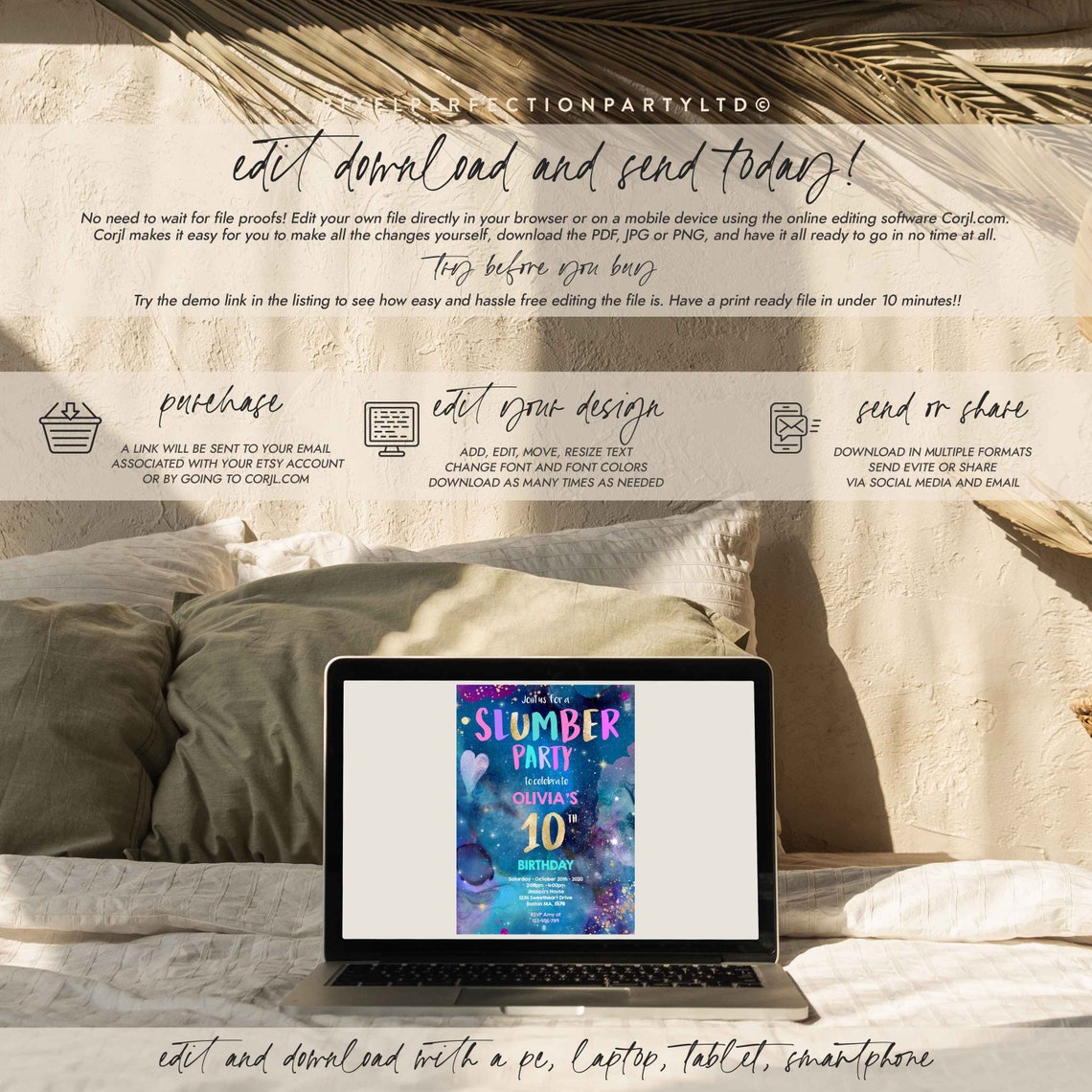 Editable Galaxy Birthday Party Invitation Galaxy Slumber Party - Etsy