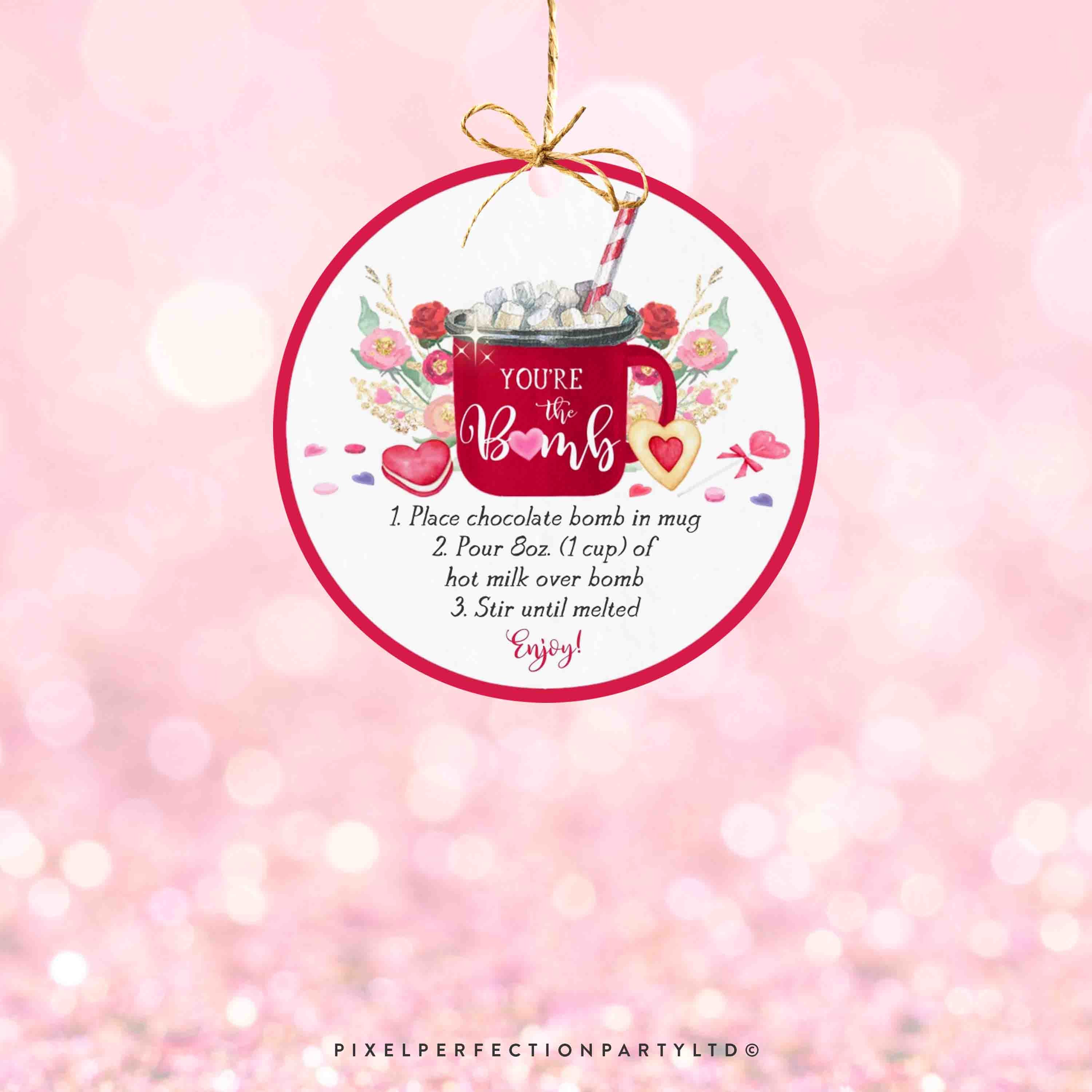 Editable Hot Chocolate Bomb Tag Valentine's Day Hot Cocoa - Etsy