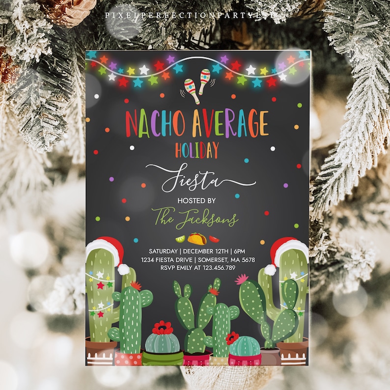 Editable Holiday Fiesta Party Invitation Nacho Average Holiday - Etsy