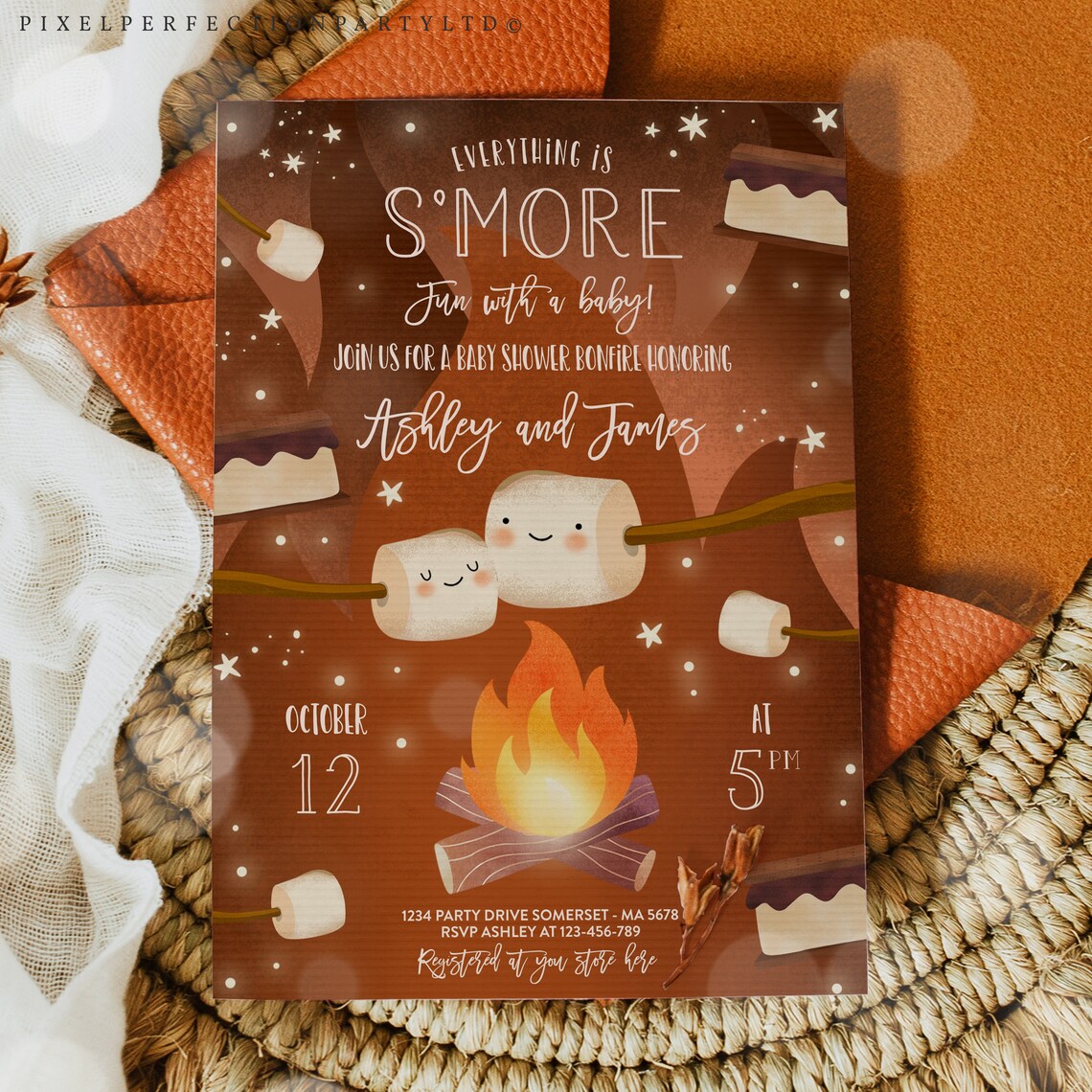 Editable S'more Baby Shower Invitation Bonfire Baby Shower - Etsy