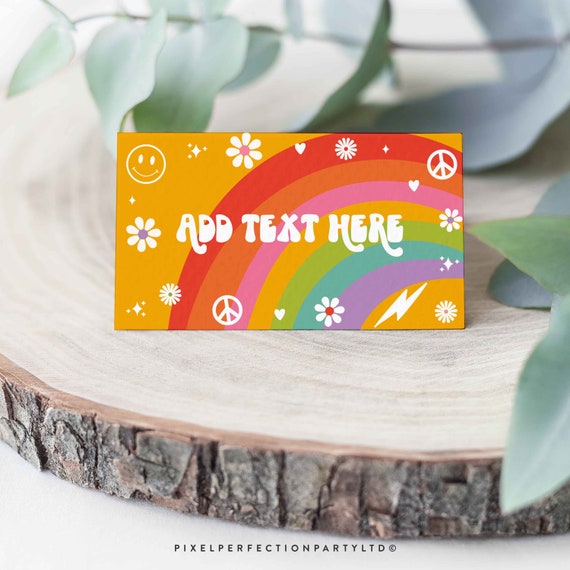 Editable Groovy Birthday Party Folded Food Labels Two Groovy Birthday ...