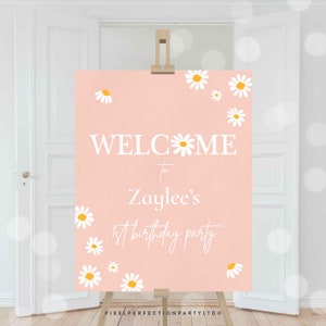 Daisy Birthday Party Welcome Sign Little Miss One-derful Birthday Party ...