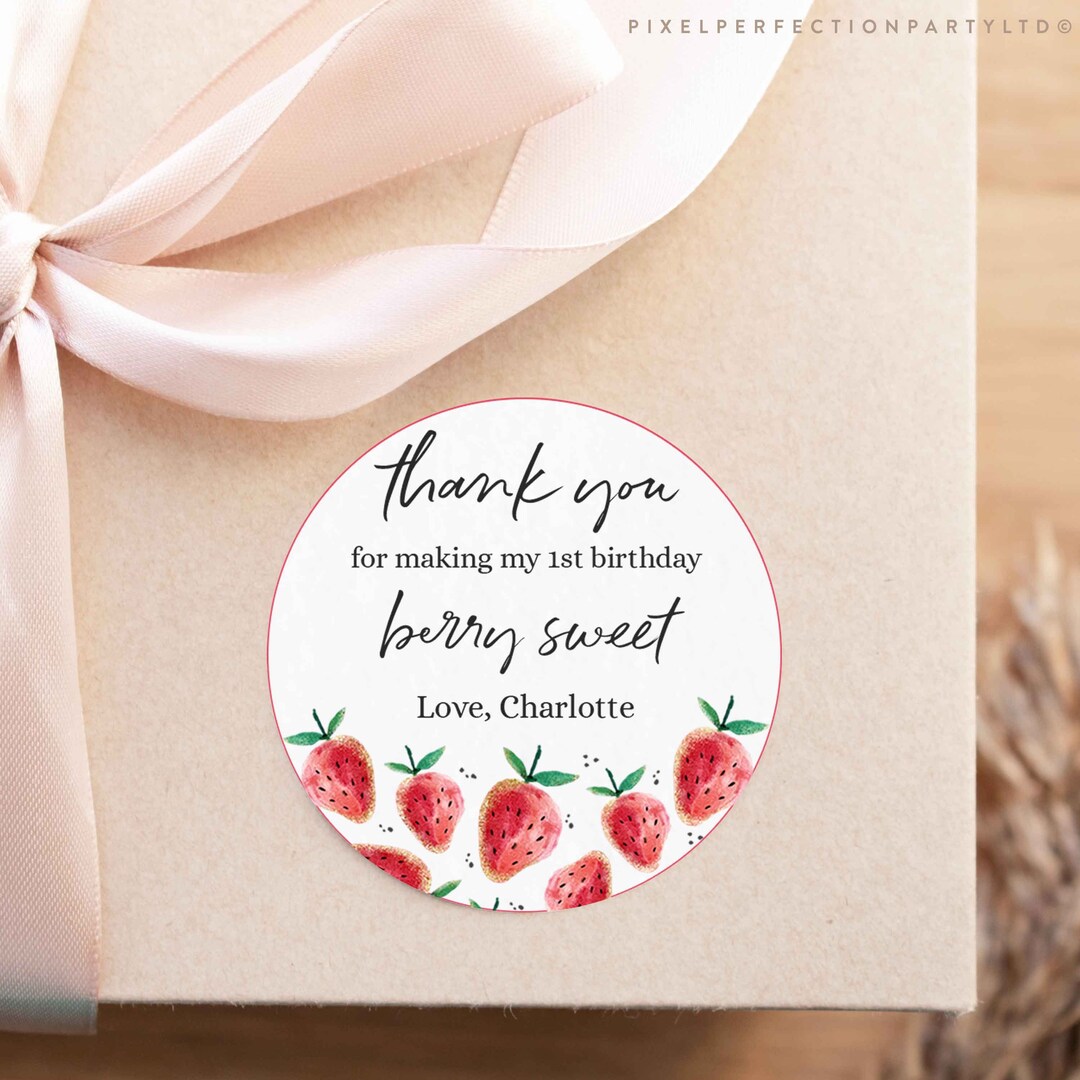 Editable Strawberry Birthday Party Favor Tag Berry First Birthday Party ...